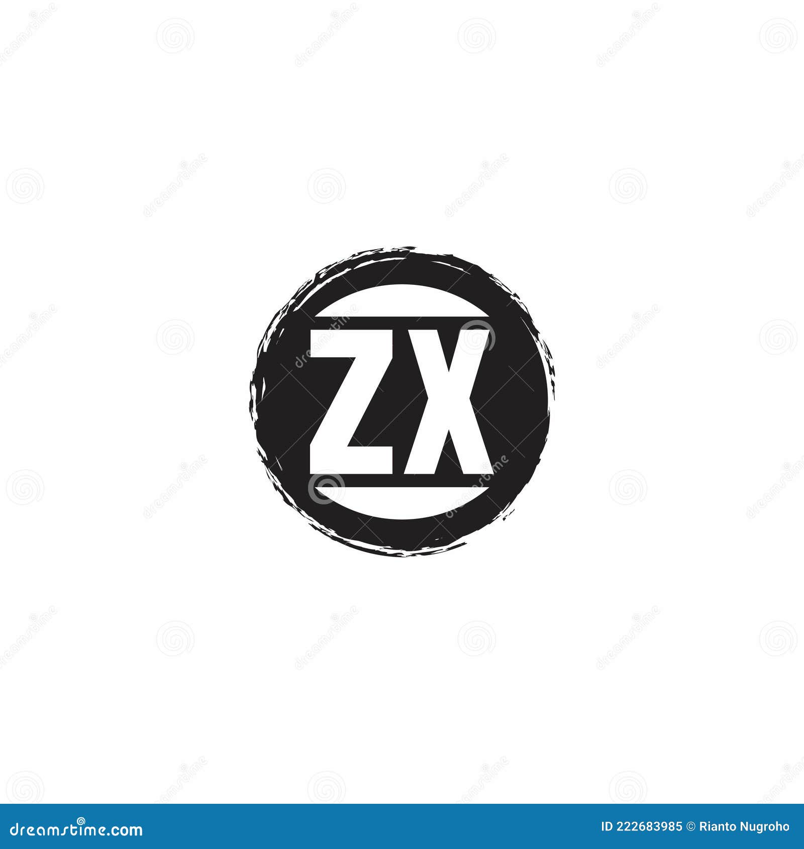 ZX Logo Initial Letter Monogram with Abstrac Circle Shape Design ...