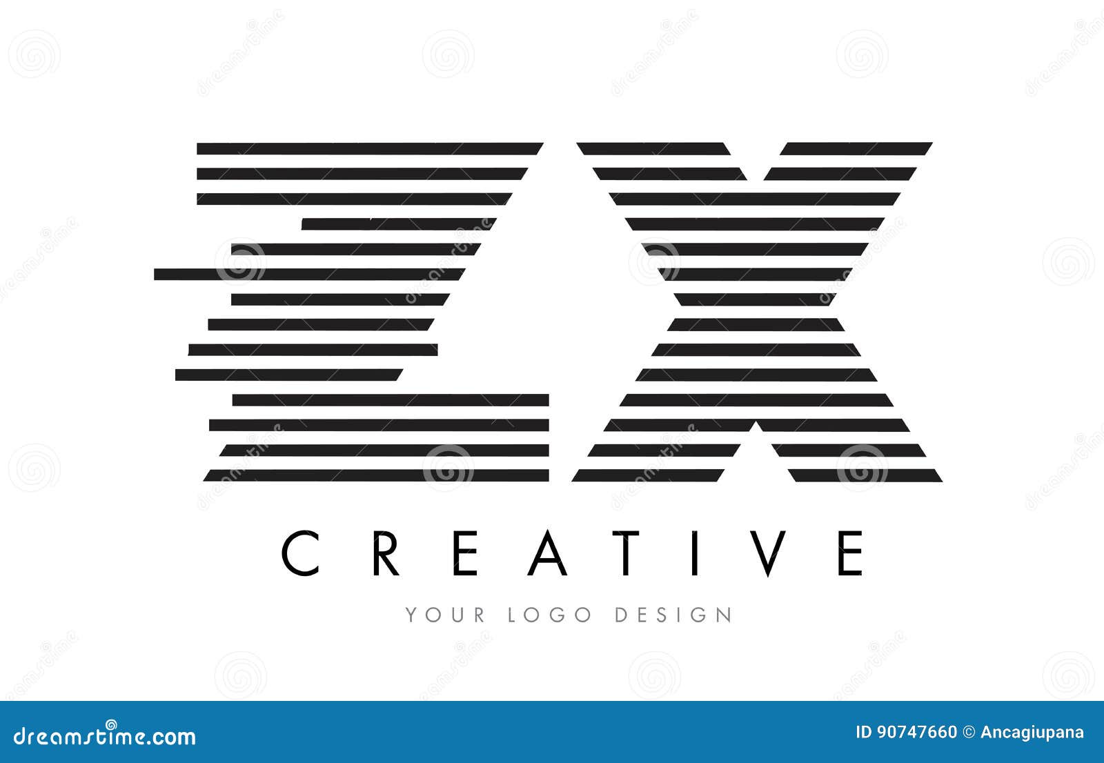 ZX Z X Zebra Letter Logo Design with Black and White Stripes Stock ...