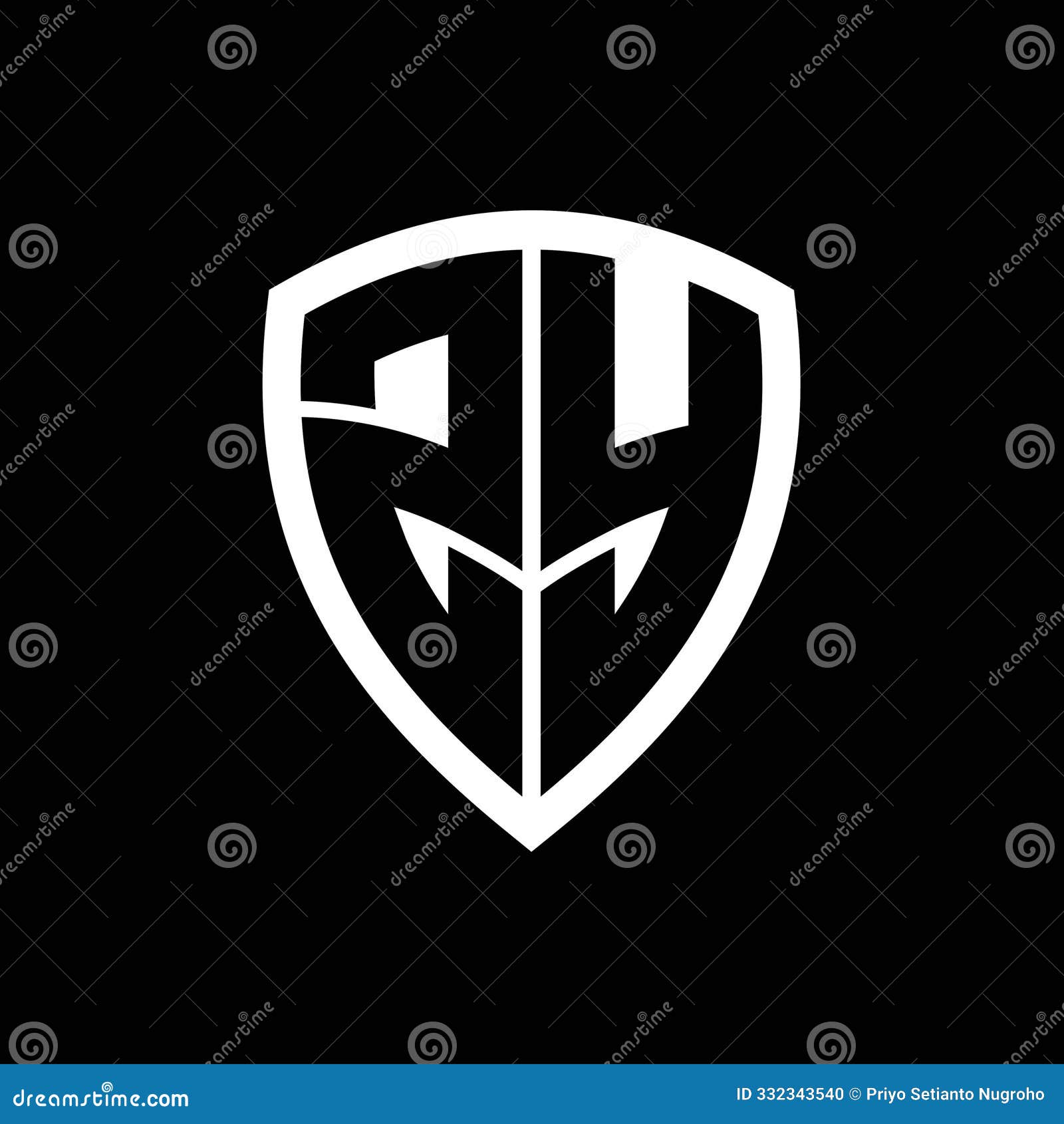 ZY Monogram Logo with Bold Letters Shield Shape with Black and White ...
