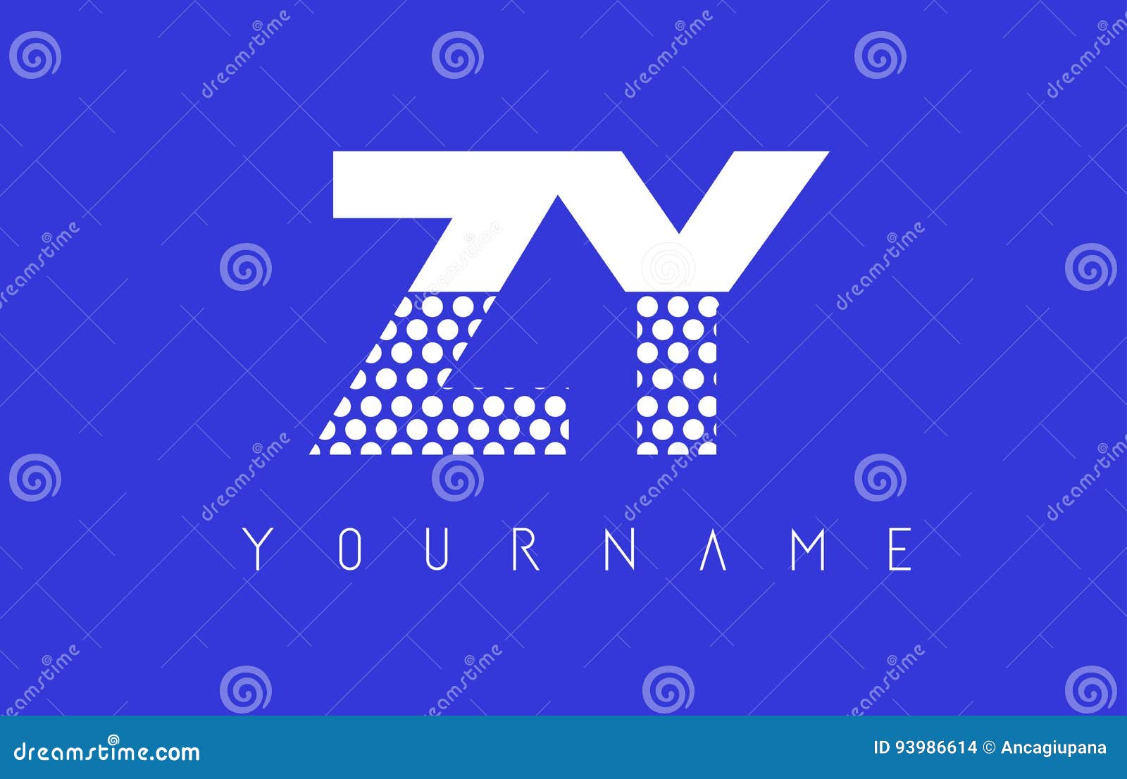 Zy Z Y Dotted Letter Logo Design With Blue Background Stock Vector Illustration Of Font