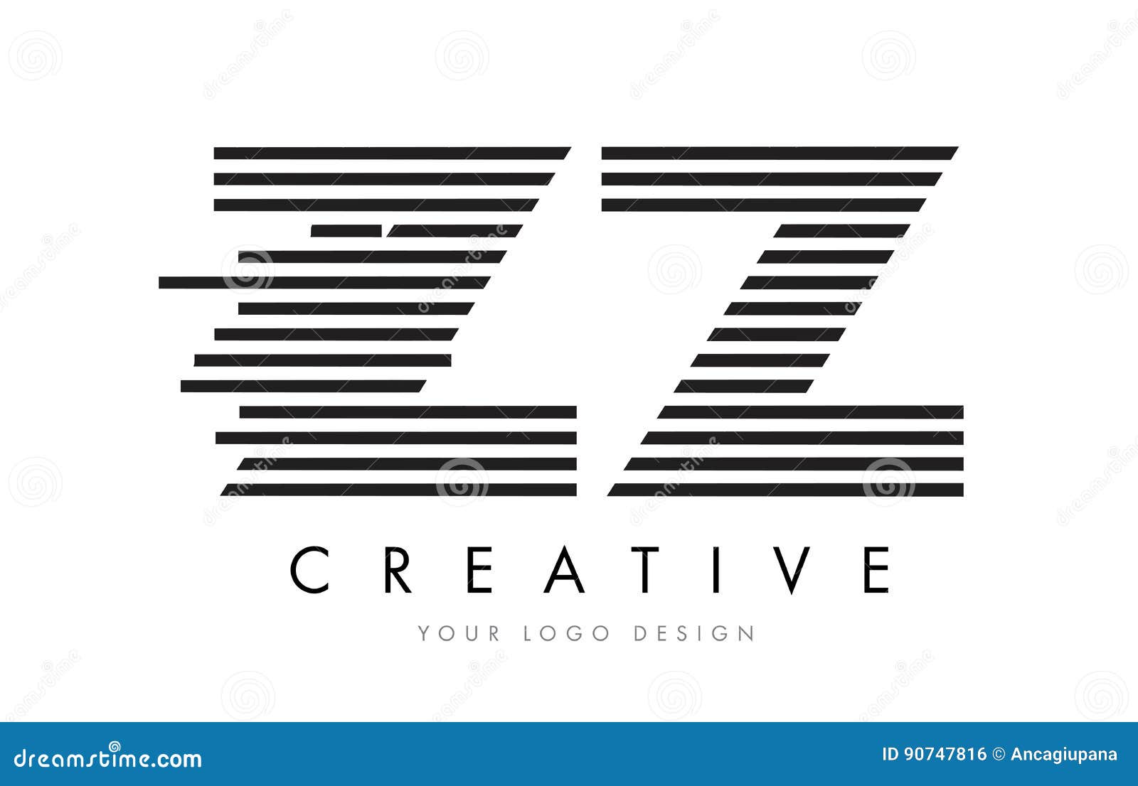 ZZ Z Zebra Letter Logo Design with Black and White Stripes Stock Vector ...