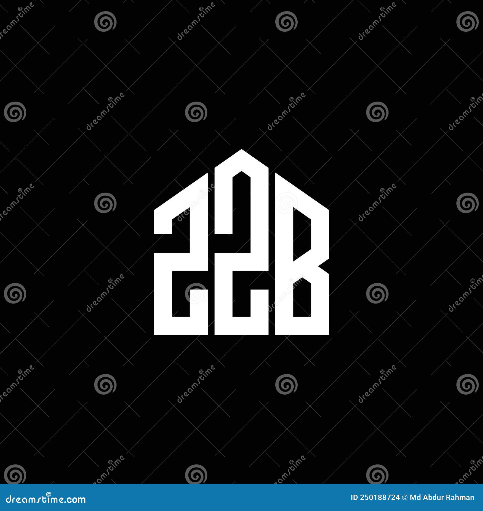 ZZB Letter Logo Design on BLACK Background. ZZB Creative Initials ...