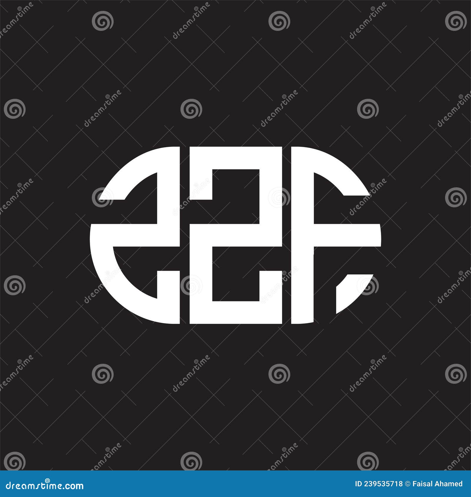 ZZF Letter Logo Design on Black Background. ZZF Creative Initials ...