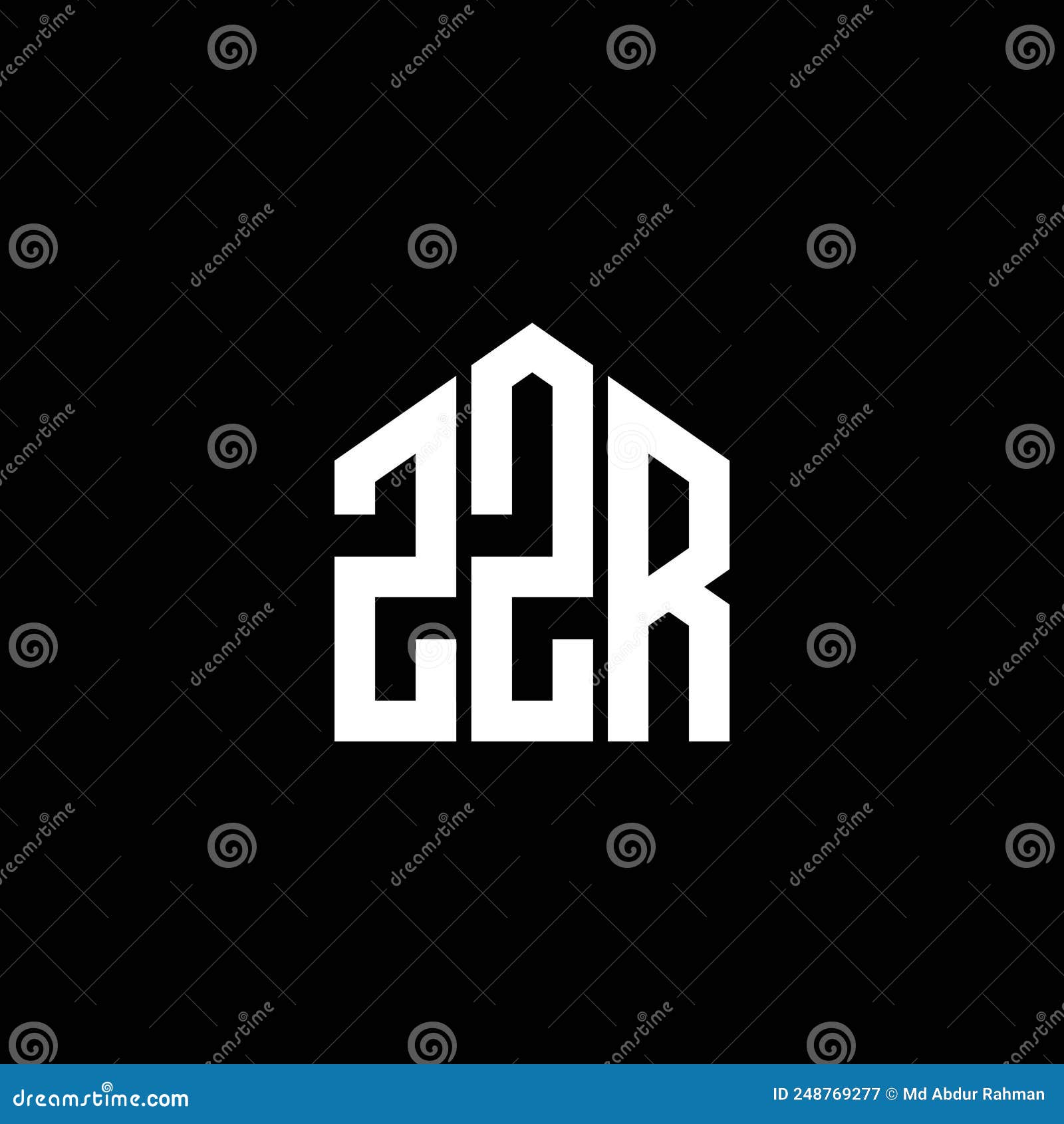 ZZR Letter Logo Design on BLACK Background. ZZR Creative Initials ...