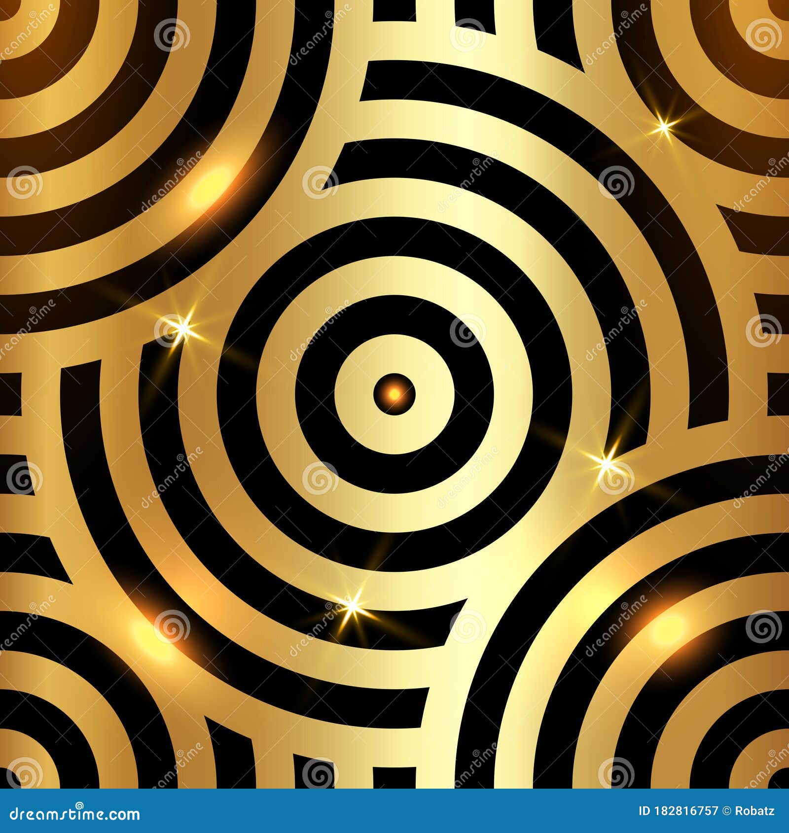 Gold Intersecting Repeating Circles Pattern. Japanese Style Circles ...