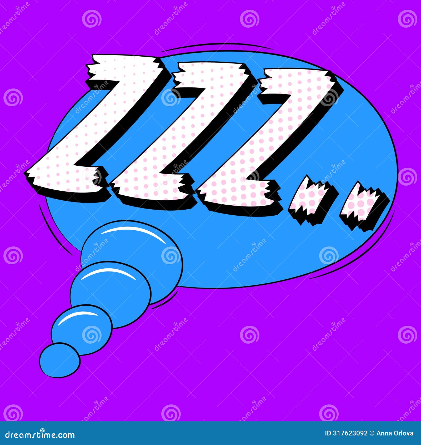 Zzz Speech Bubble in Trendy Pop Art Style. Comic Sound Effect Stock ...