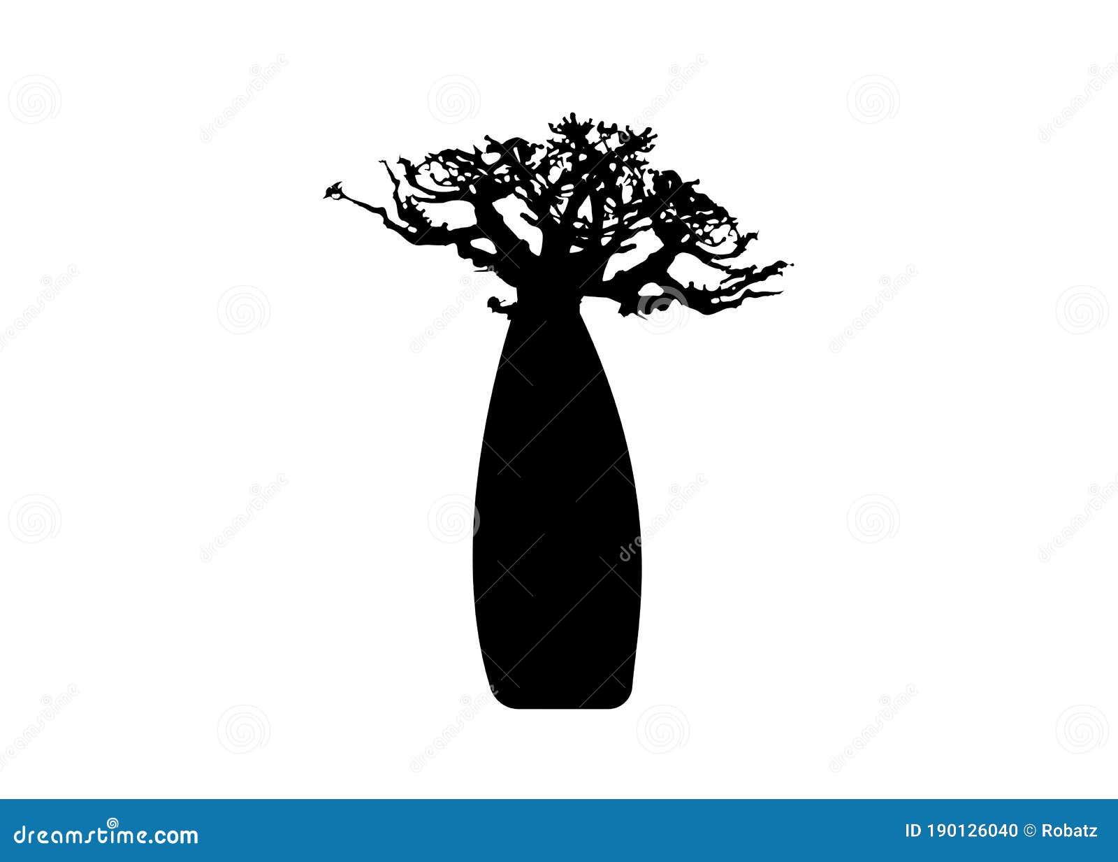 Boab Or Baobab Tree Vector Isolated, Tree Black Silhouette Icon ...