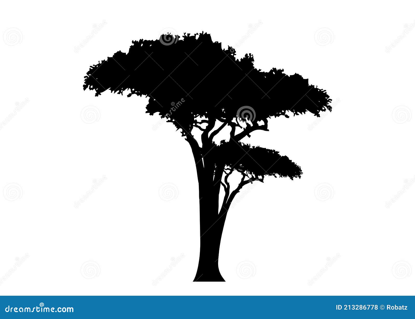 African Tropical Acacia Tree Logo Icon Black and White Color, Tree ...