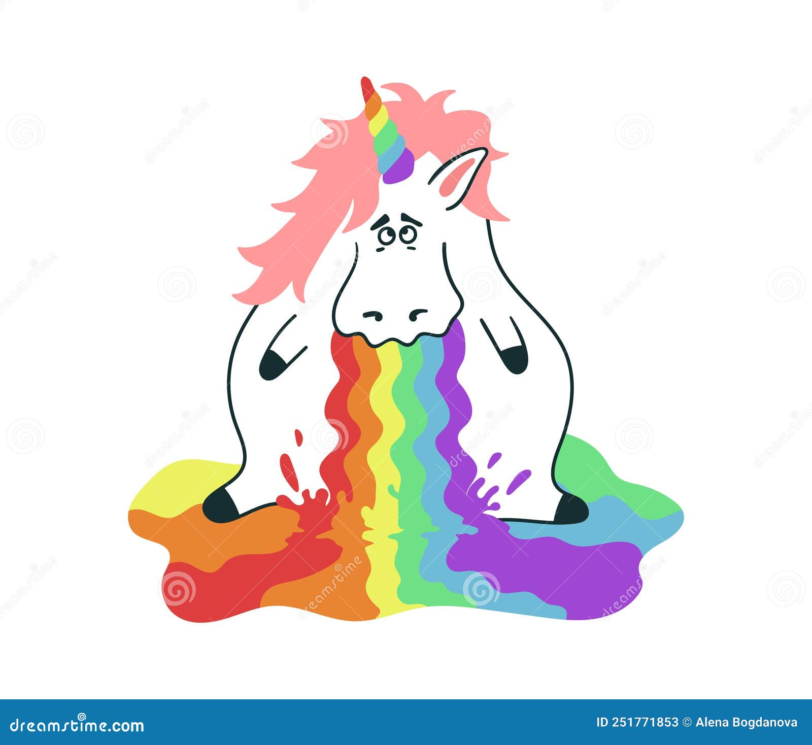 Cute Unicorn Puke Rainbow. Cartoon Vector | CartoonDealer.com #251771853