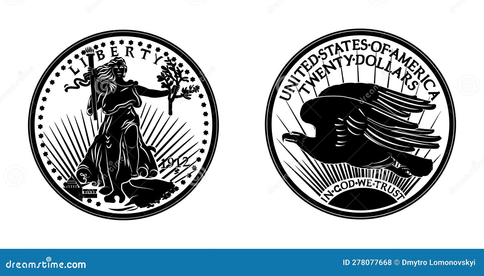 Double Eagle Head Symbol With Colored And Golden Splashes Cartoon Vector | CartoonDealer.com ...