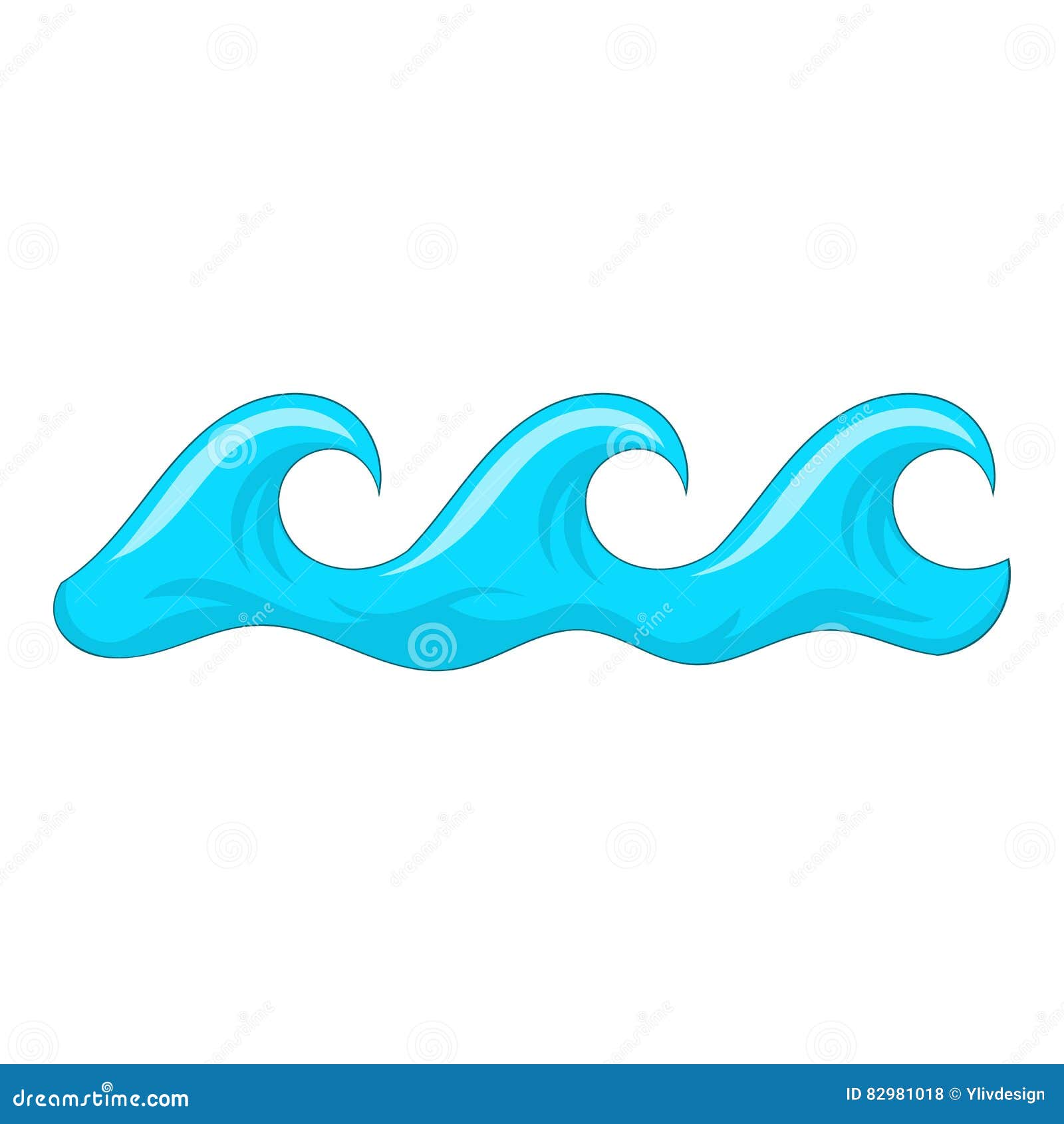 Ícone Da Onda Do Mar Estilo Dos Desenhos Animados Ilustração Do Vetor
