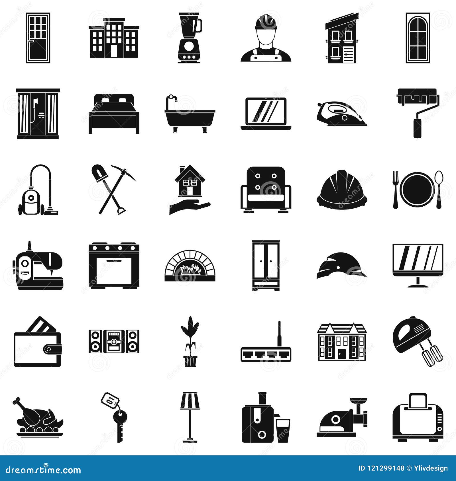 Ícones Confortáveis Ajustados Estilo Simples Da Casa Ilustração Do