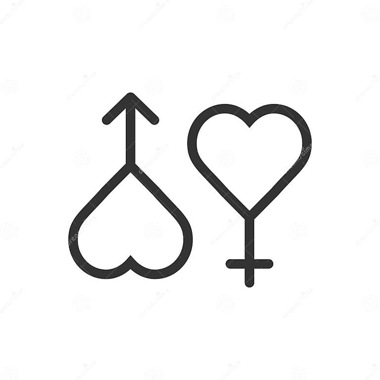 ícones Do Sexo Cardíaco ícone Do Vetor Sexual Masculino E Feminino