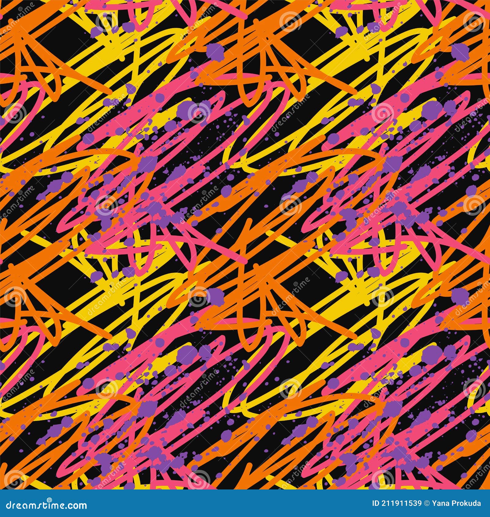 Seamless Abstract Pattern with Chaotic Hand Drawn Lines and Dots Stock Vector - Illustration of ...