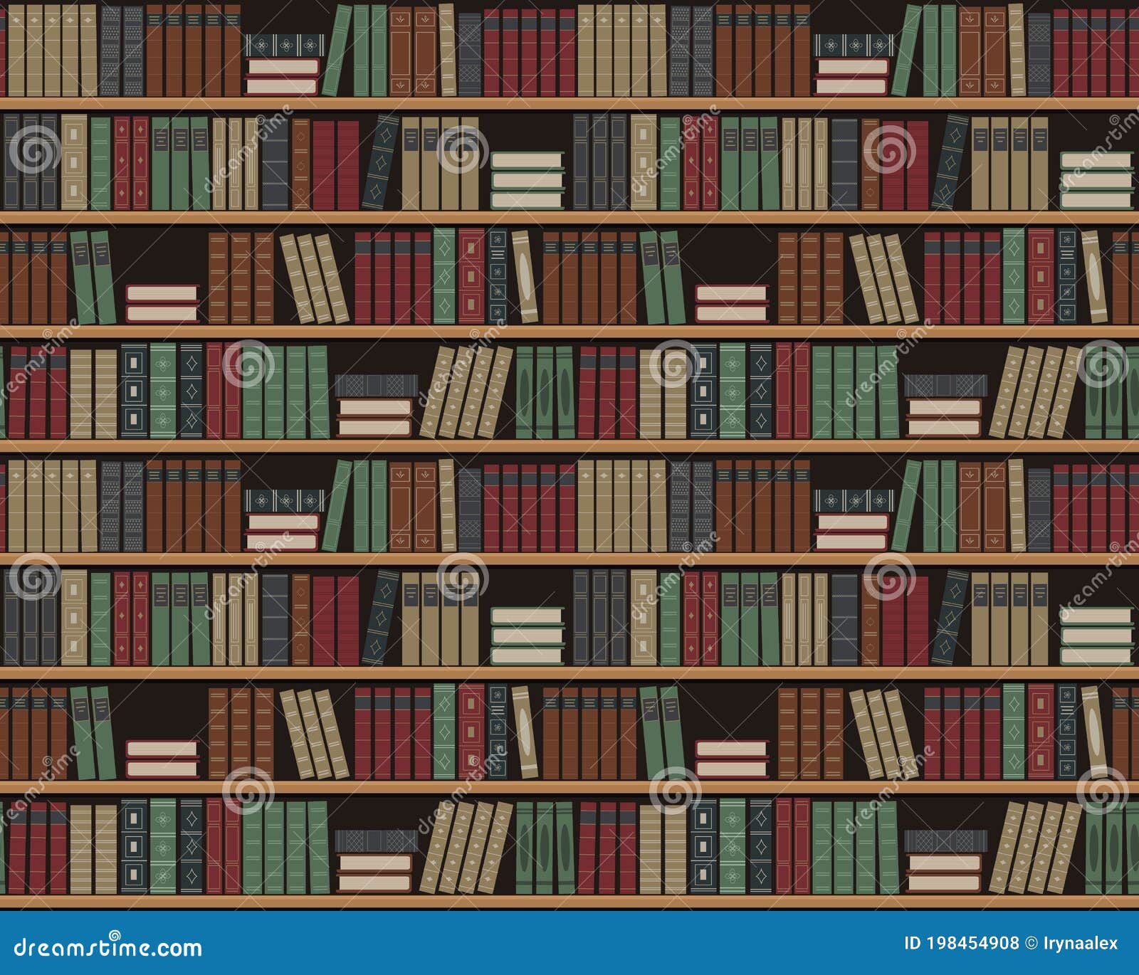 Книжные полки с книгами Безшовная фон Древние книги на полках