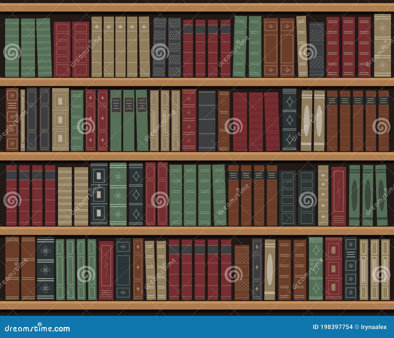 Книжные полки с книгами Древние книги на полках Библиотека ретро книг