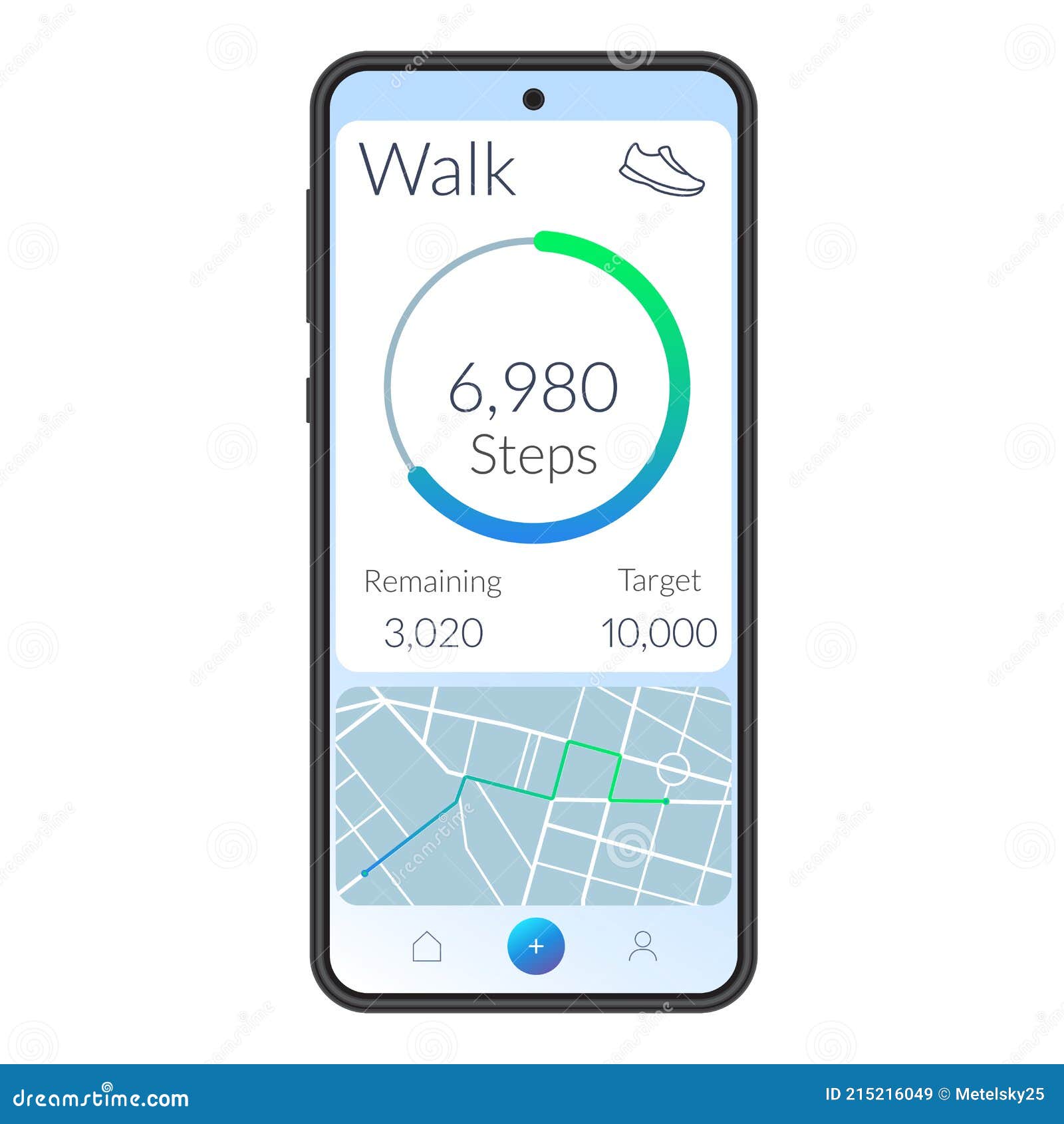 Fitness App Interface with Running or Walk Steps Counter on the Mobile ... Fitness App Interface with Running or Walk Steps Counter on the Mobile ...