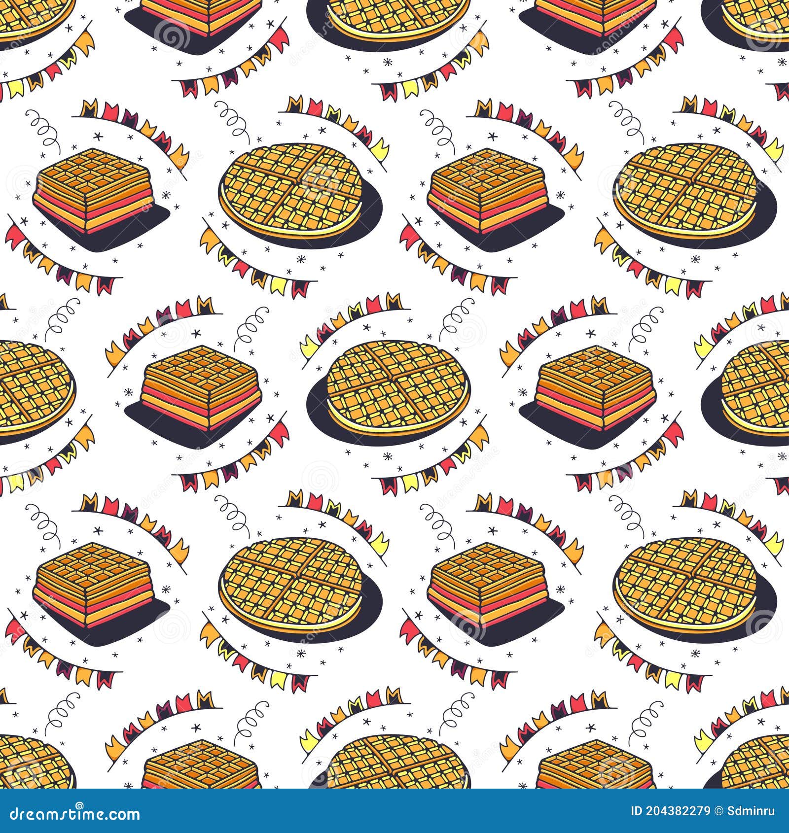 Seamless Pattern Waffles Stock Vector Illustration Of Element 204382279