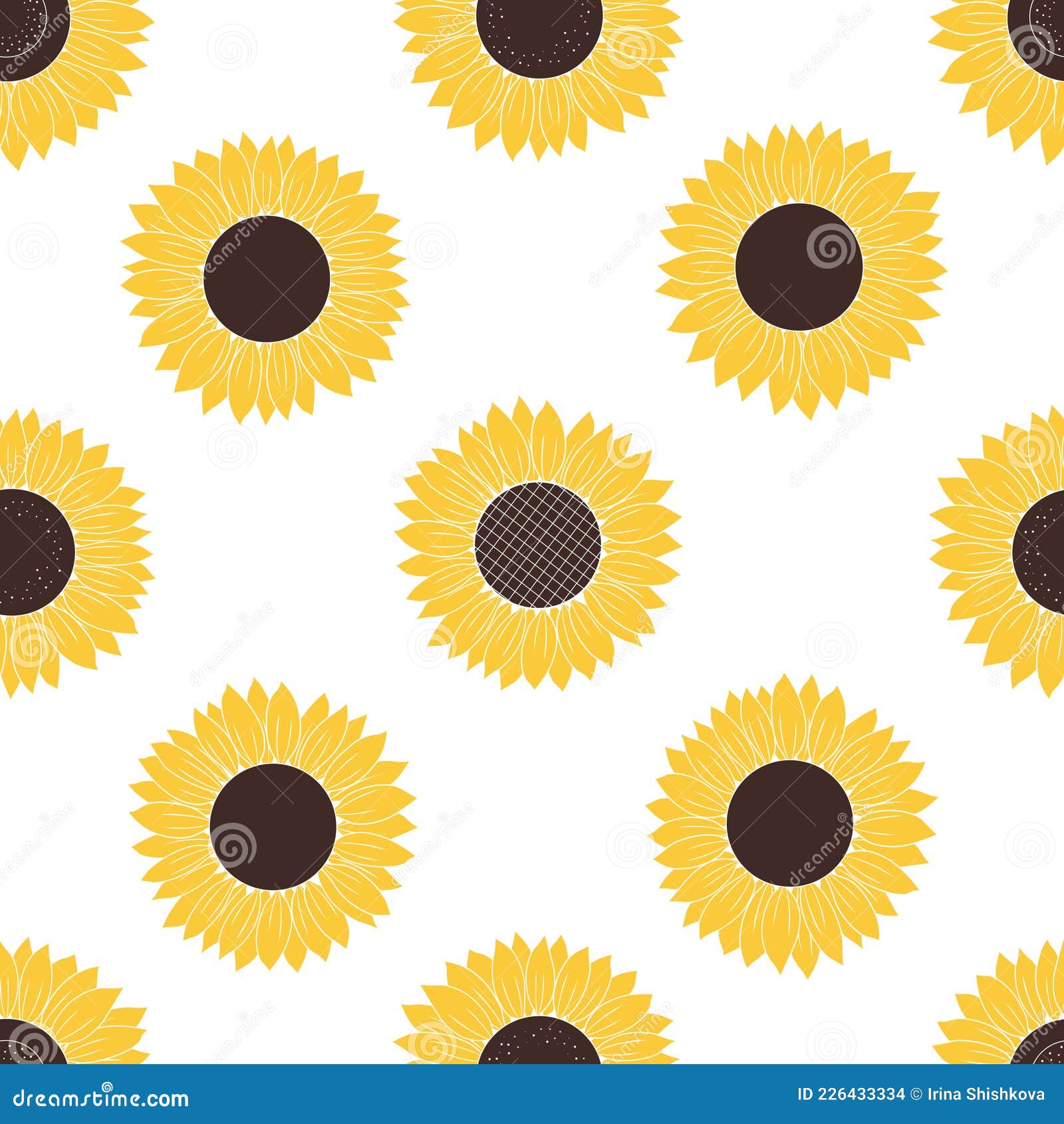 Seamless Pattern Sunflower Graphics Vector Illustration Stock Illustration - Illustration of ...