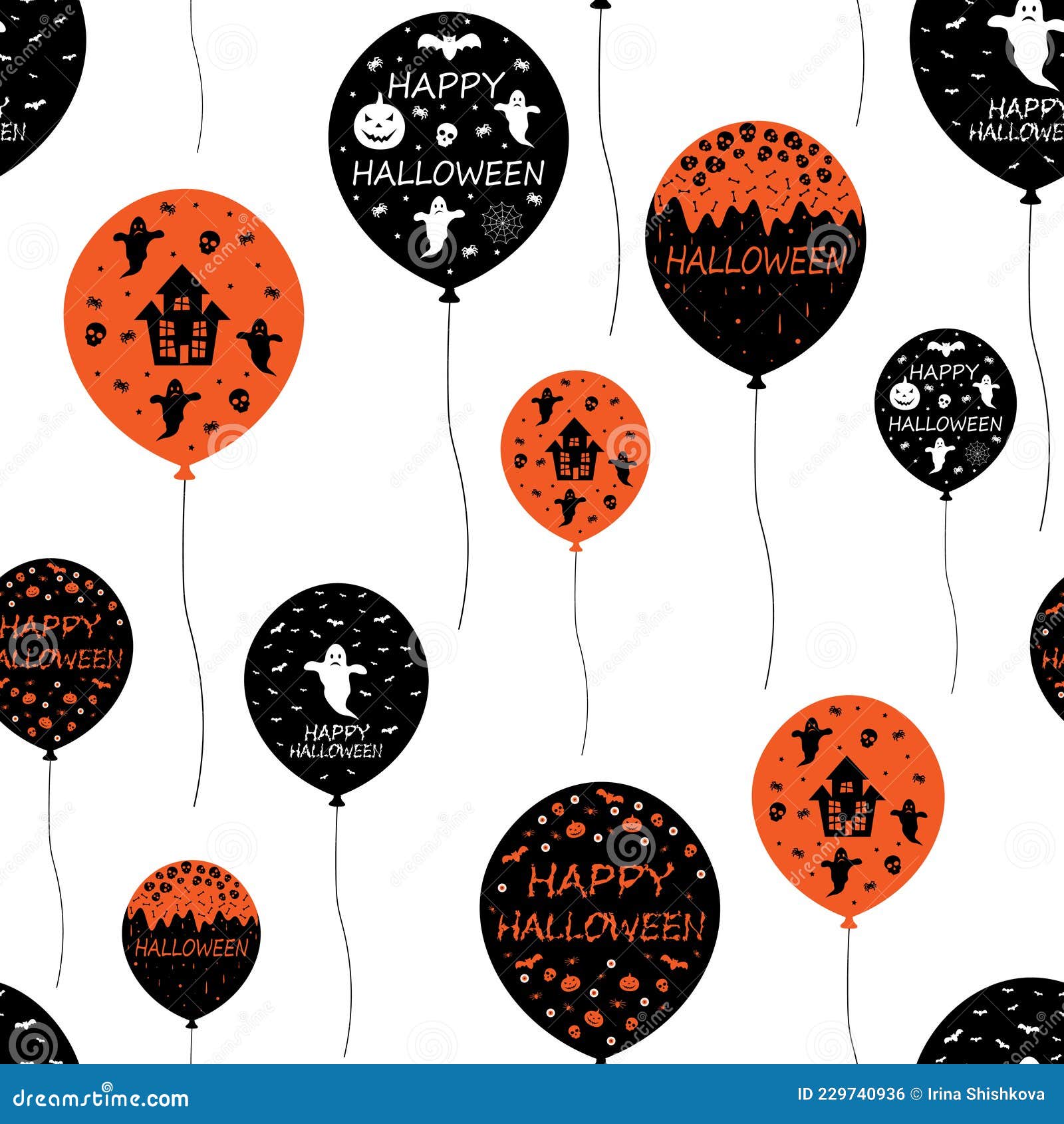 Seamless Pattern Halloween Balloons Vector Illustration Stock Illustration - Illustration of ...