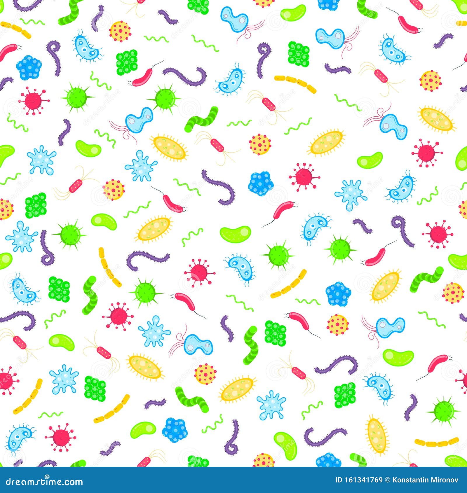 Bacterial Microorganisms, Germs and Viruses Colorful Seamless Pattern. Stock Vector ...