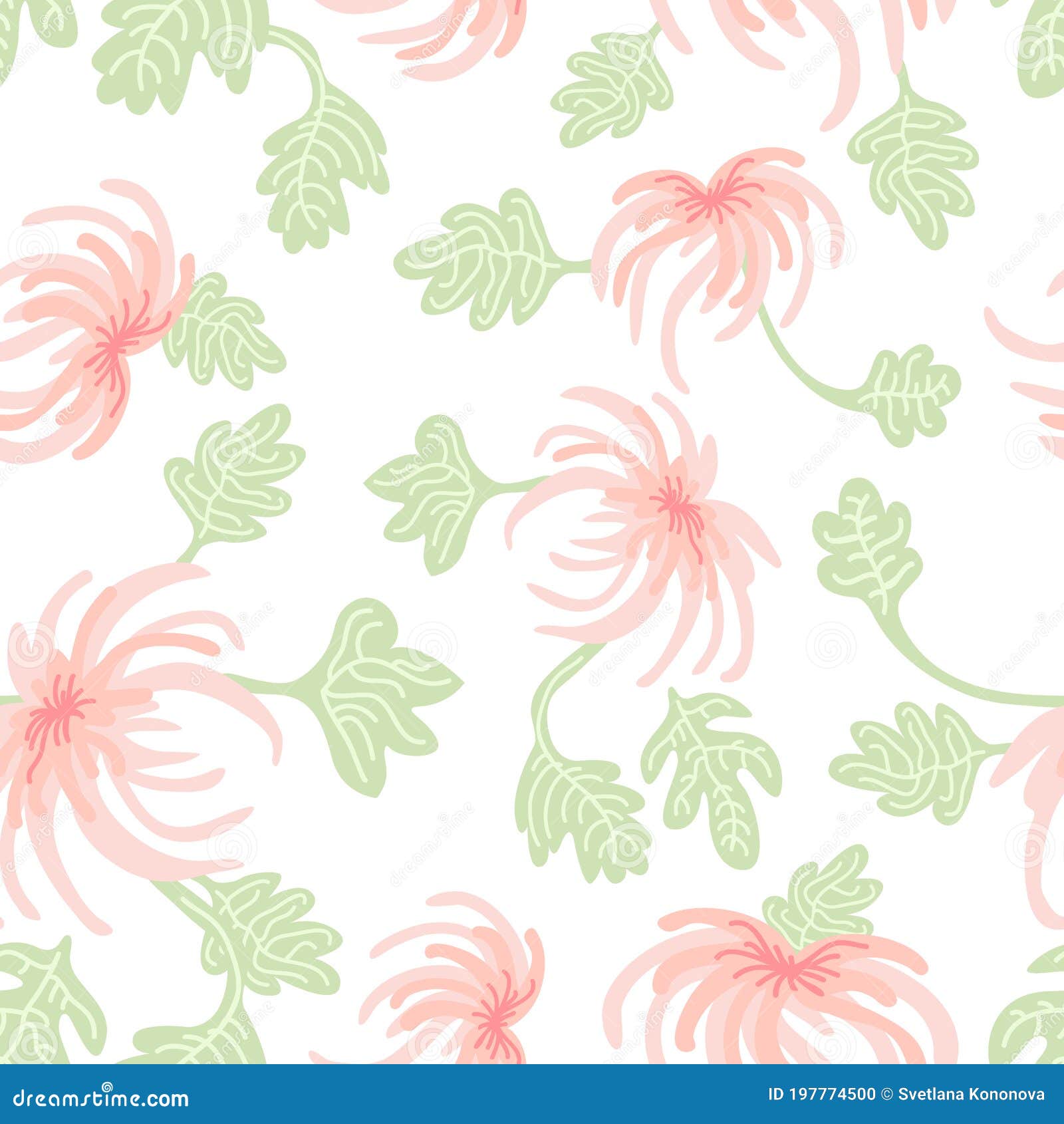 Seamless Pattern with Blooming Flowers. Stock Vector - Illustration of floral, print: 197774500