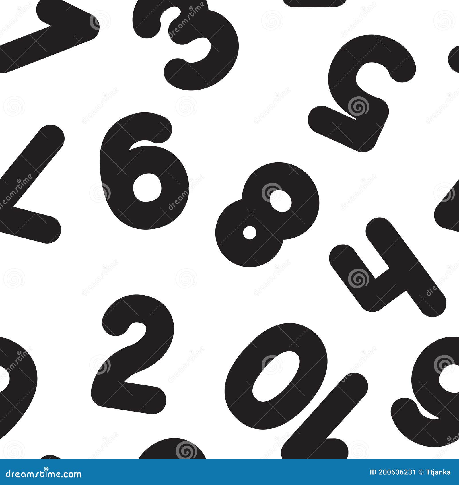 Seamless Pattern with Black Numbers for Decorative Paper, Textile, Web Background. Stock Vector ...