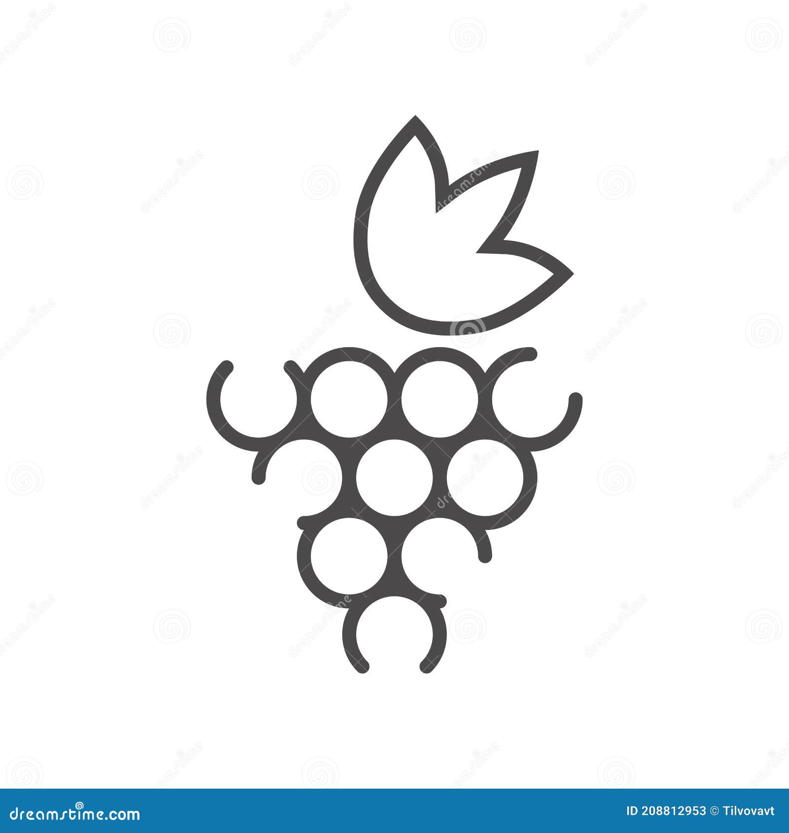 Grapes icon in flat style. stock vector. Illustration of style - 208812953
