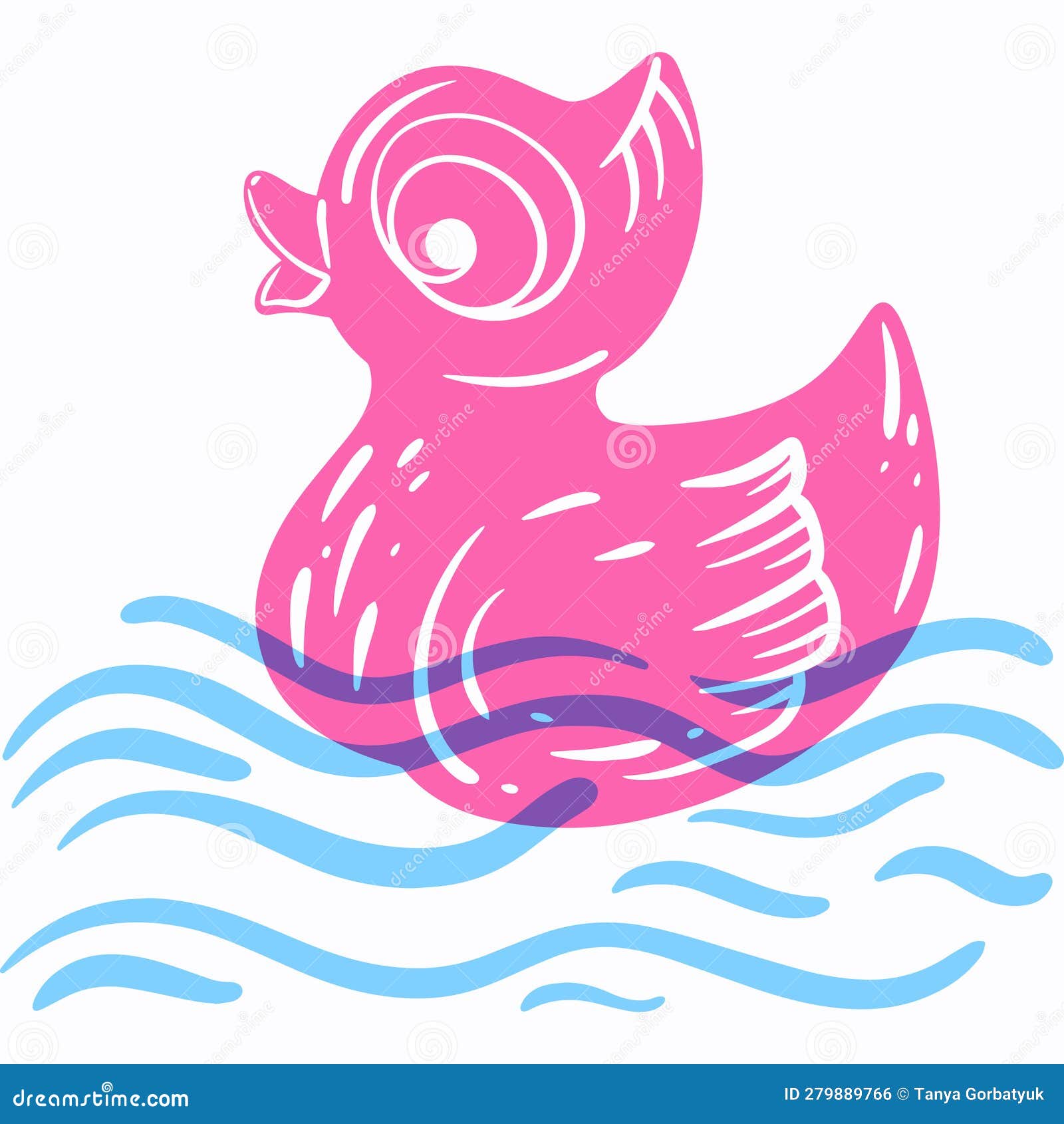 Cute Duck. Colorful Cute Screen Printing Effect. Riso Print Effect Stock Vector - Illustration ...