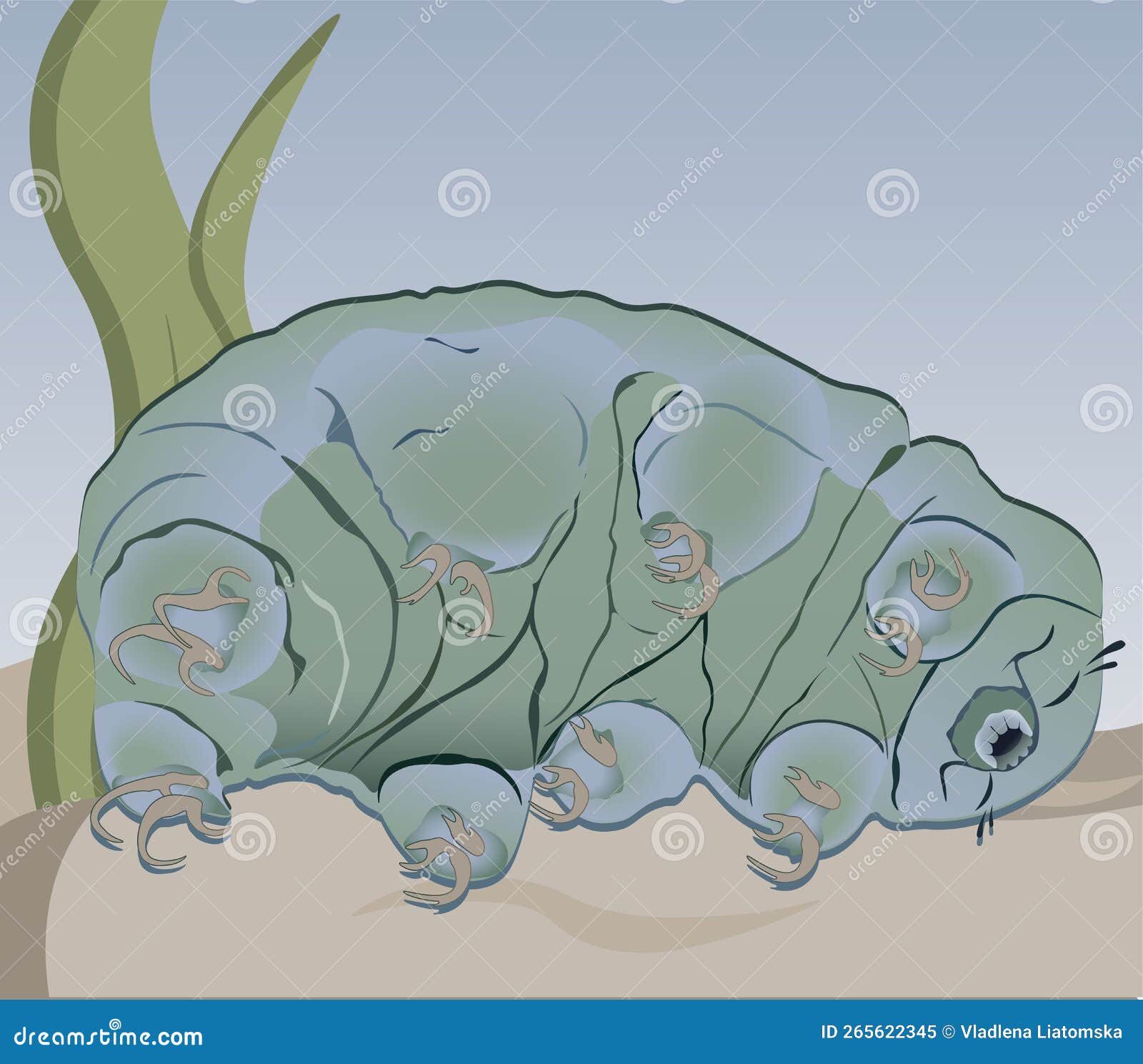 Cute Cartoon Tardigrade (water Bear) Sleeps on the Sand Stock Vector - Illustration of comics ...