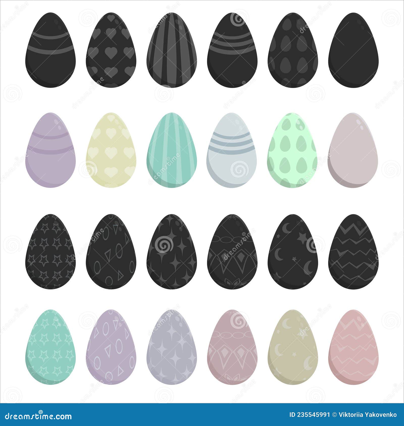 Easter Eggs Set. Decorated Eggs Stock Vector - Illustration of flat, celebration: 235545991