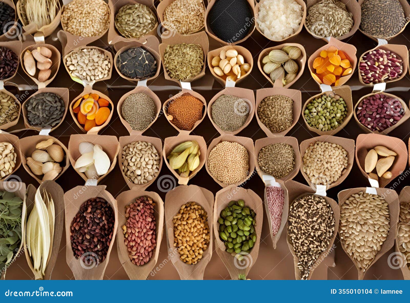 Various Grain Seeds Placed in Small Poon.AI Generated Stock Illustration - Illustration of ...