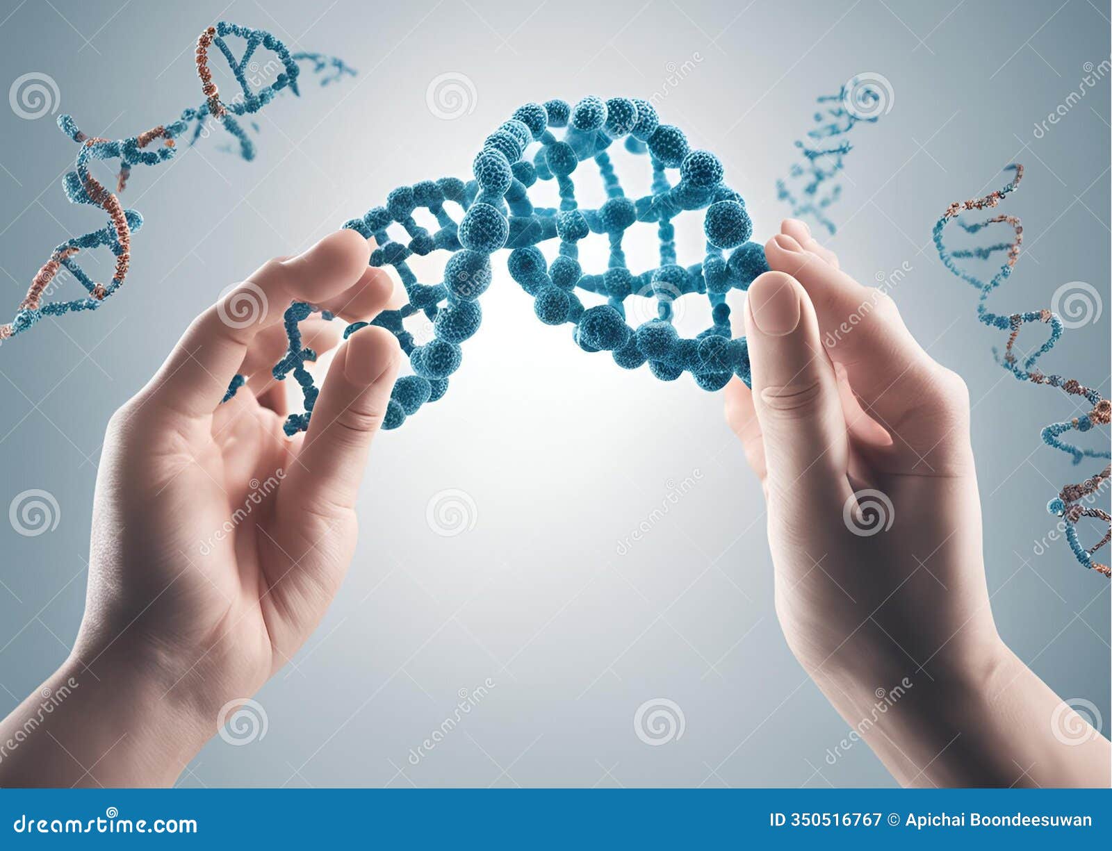 Hands Holding DNA Double Helix Genetic Research Stock Illustration - Illustration of future ...