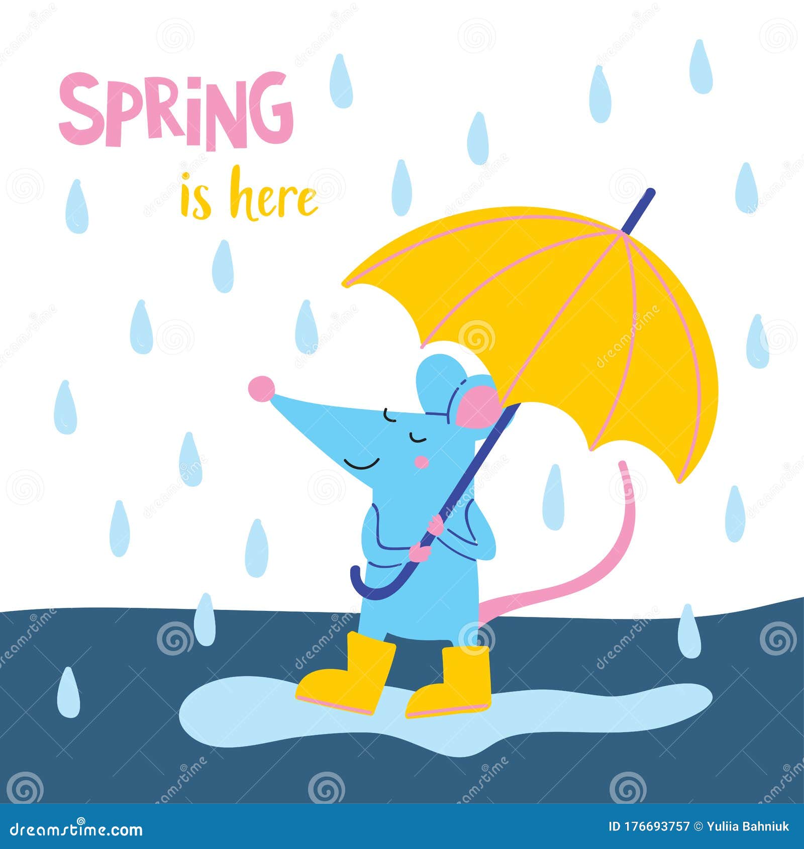 弹簧是这里矢量图插图 向量例证. 插画 包括有 多雨, 下落, 许多, 降雨量, 动画片, 这里, 五颜六色 - 176693757