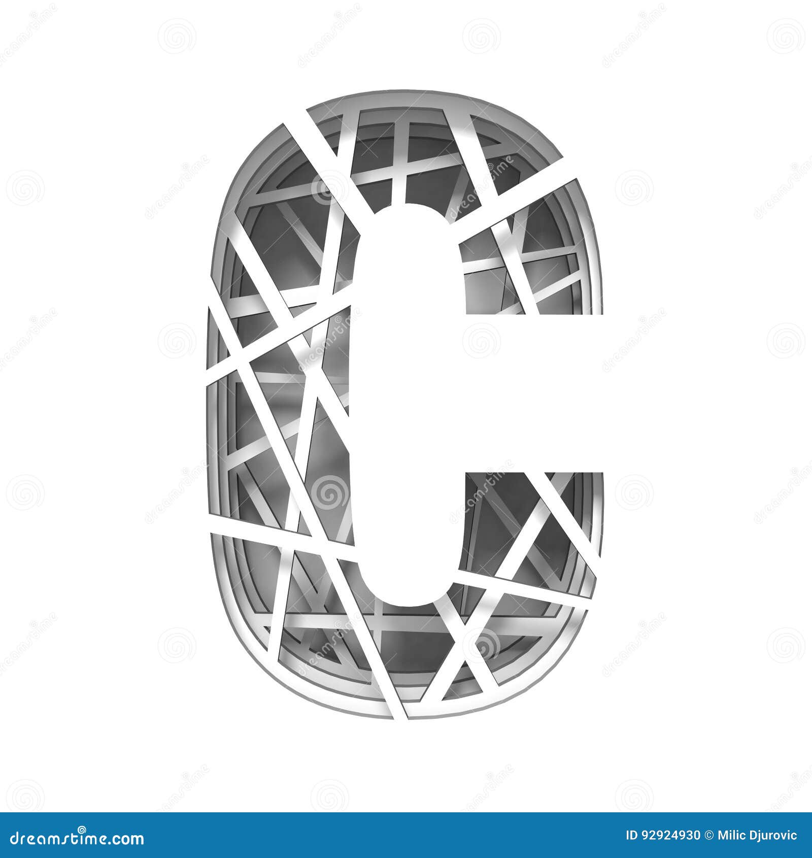 纸被删去的字体信件c 3d 库存例证 插画 包括有 信函 字符 剪切 要素 模式 外出 几何 92924930