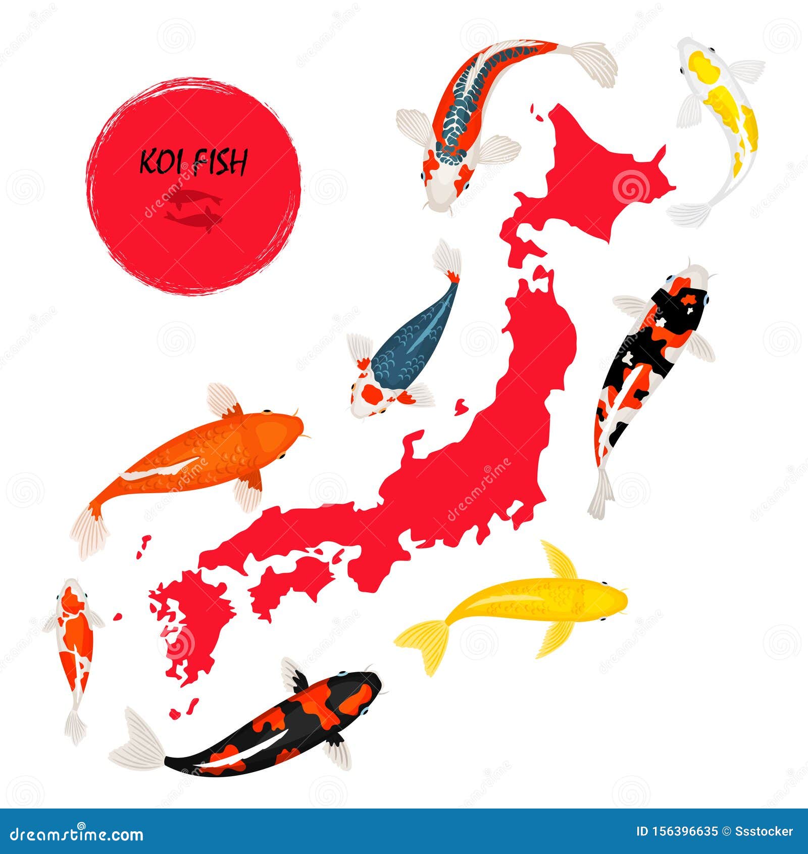 é”¦é²¤åŒæ—¥æœ¬åœ°å›¾ã€‚日本白背景的锦鲤åŒåœ°å›¾ 向量例证 插画 包括有